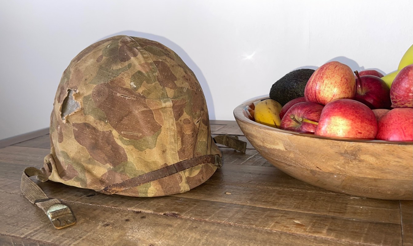 William George Clark 6th Mar Div Scout sniper helmet - M-1; M-1C & M-2 ...