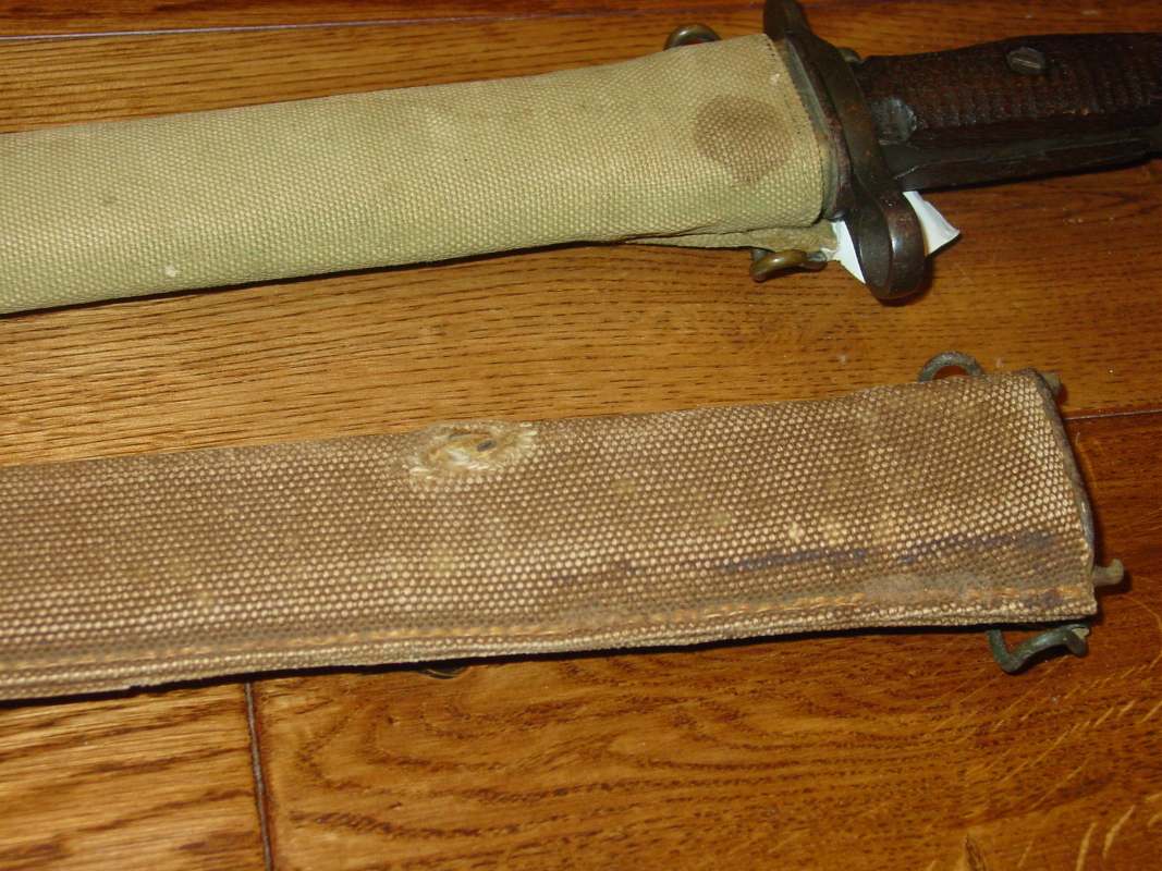 Early M1910 Olive Web scabbard with brass tube insert for the M1905 ...