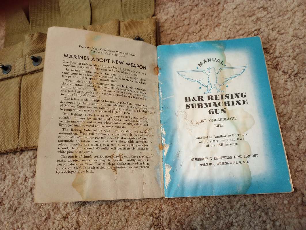 Reising Submachine Gun magazine pouch and manual - ALL OTHER FIREARMS ...