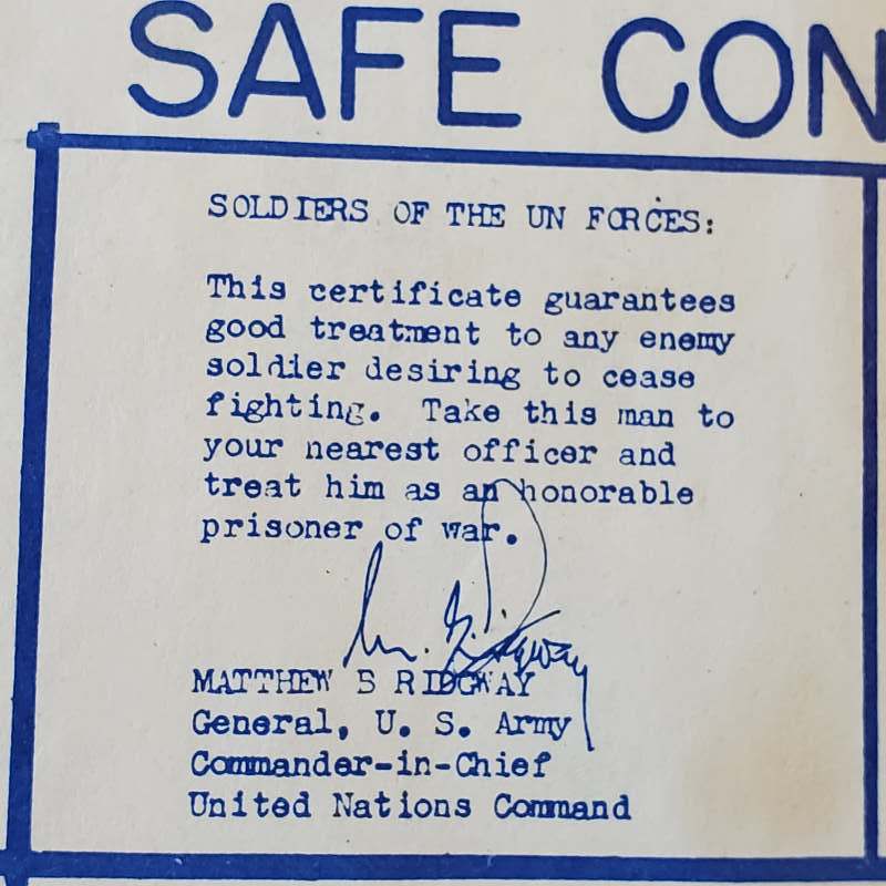 Safe Conduct Pass - EPHEMERA, PHOTOGRAPHS & MILITARY ARTWORK - U.S ...