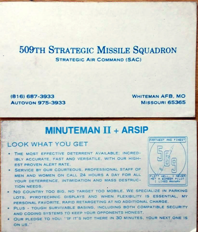 509th SMS Business Card (351st SMW, Whiteman AFB) - EPHEMERA ...