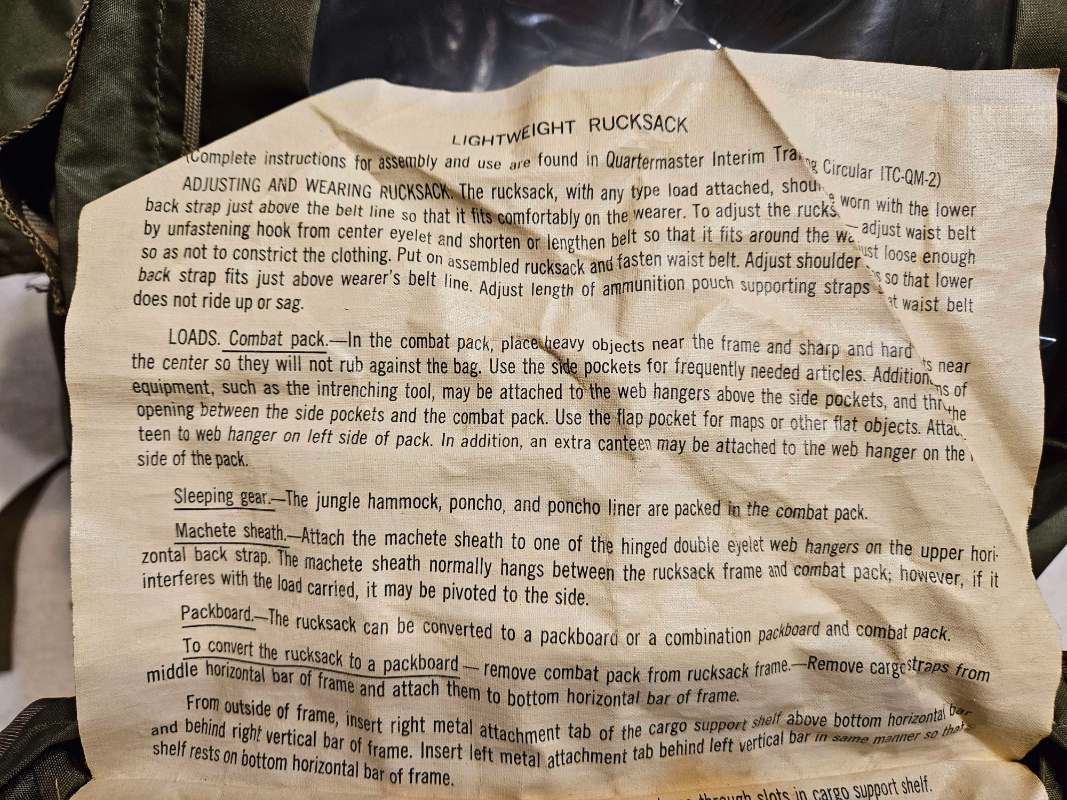 P64 Lightweight Rucksack - FIELD & PERSONAL GEAR SECTION - U.S ...