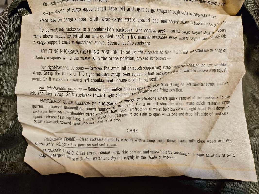 P64 Lightweight Rucksack - FIELD & PERSONAL GEAR SECTION - U.S ...