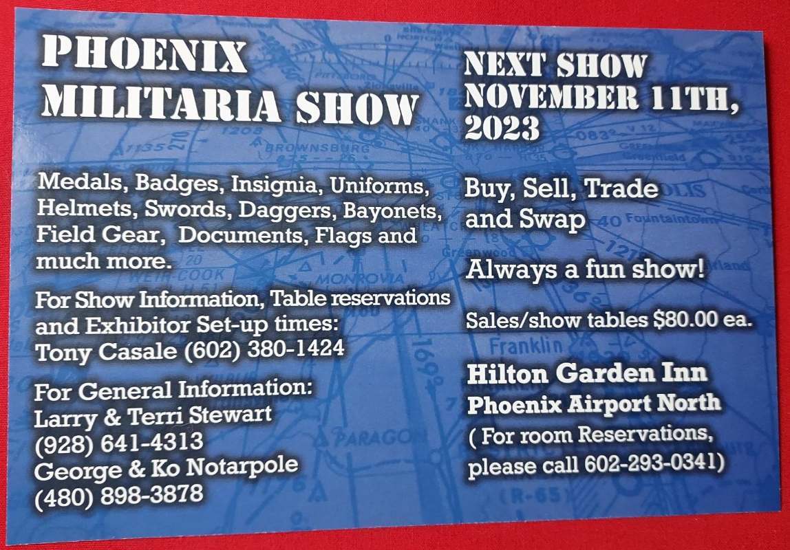Phoenix, Arizona Militaria and Antique Gun Show May 13th - PAST EVENTS ...