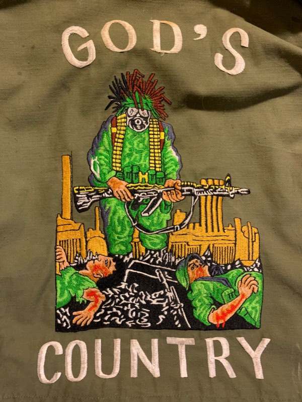 Garage sale pickup. Named M65 with comic book art embroidery ...