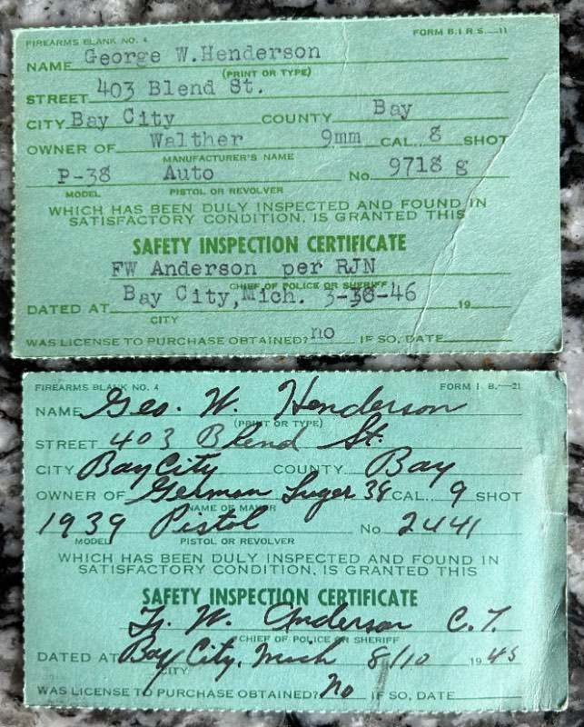 Weapons inspection cards Luger & P38 - SPOILS OF WAR - U.S. Militaria Forum