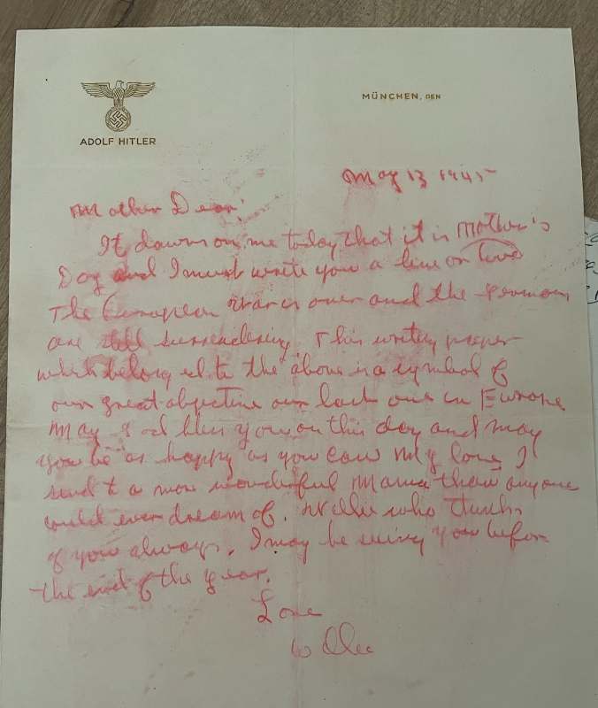 GI letter home on Hitler's stationery – 45th Division, and member of ...