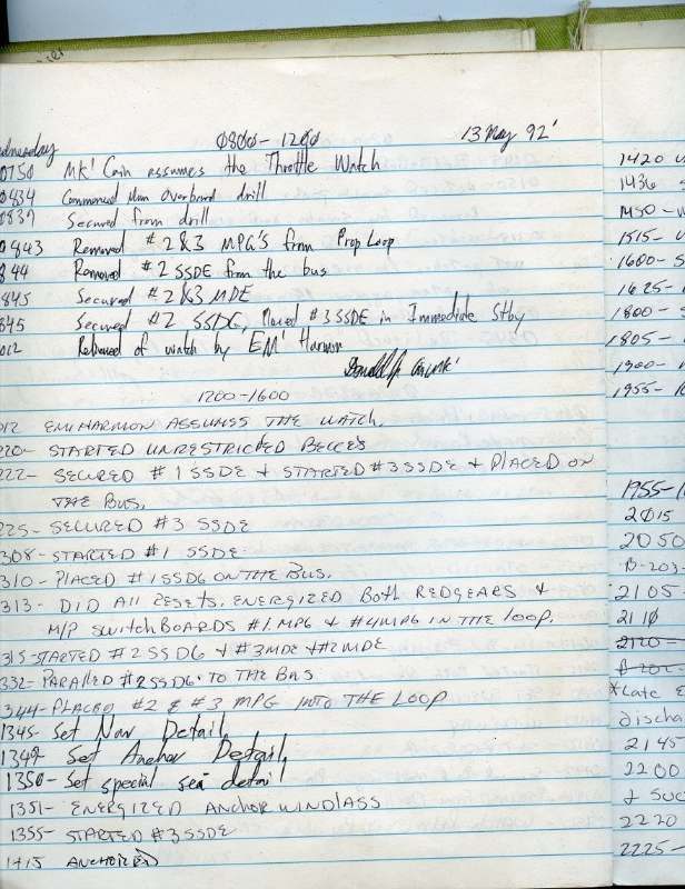 USCGC ESCAPE (WMEC-6) Snipe's In Port Log - NAVAL SEA SERVICE GEAR ...