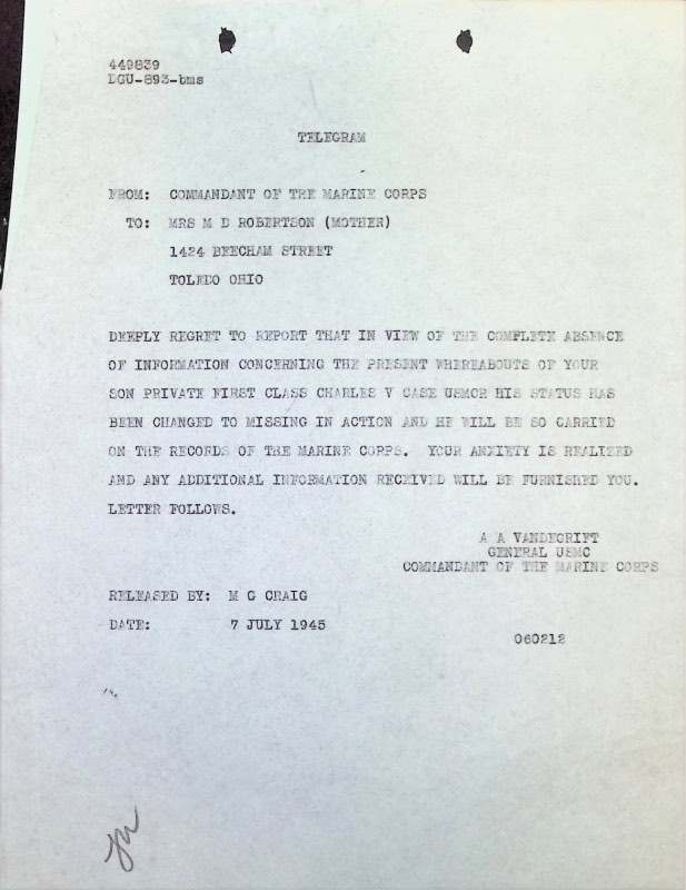 Charles V. Case - MIA on Iwo Jima [UPDATED June 2023] - MEDALS ...