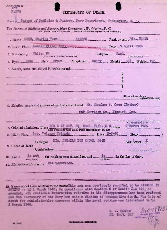 Charles V. Case - MIA on Iwo Jima [UPDATED June 2023] - MEDALS ...