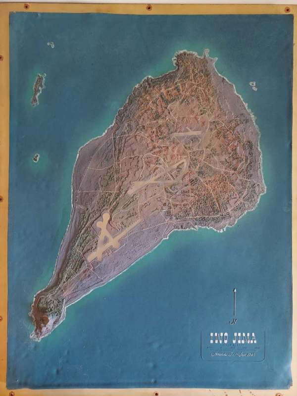 WWII foam rubber relief maps and paper work IWO JIMA, and SIPAN ...