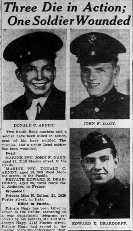 WW2 USMC uniform of PFC John F. Nagy. KIA on July 26, 1944, during the ...