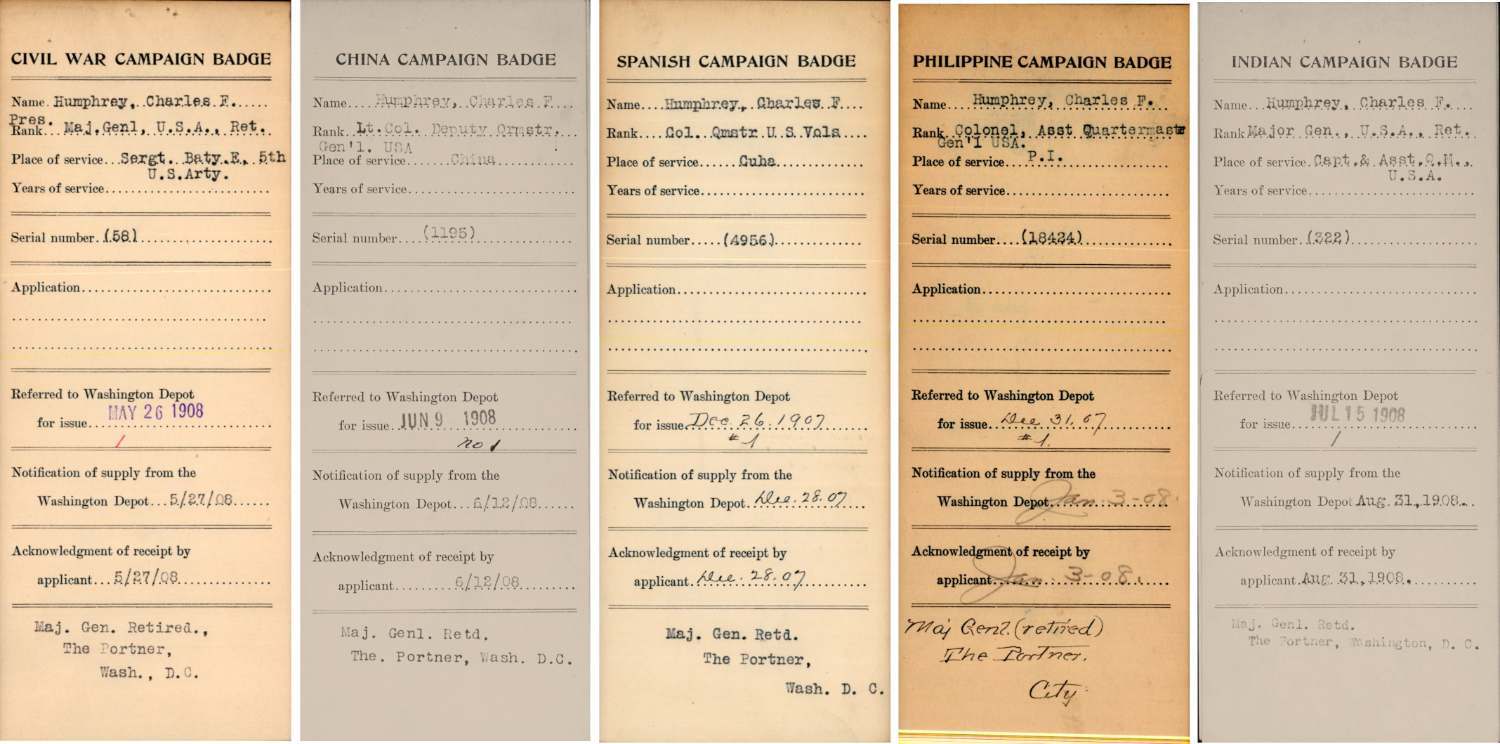 Maj. General Charles F. Humphrey, Sr. - CAMPAIGN/SERVICE MEDALS - U.S ...