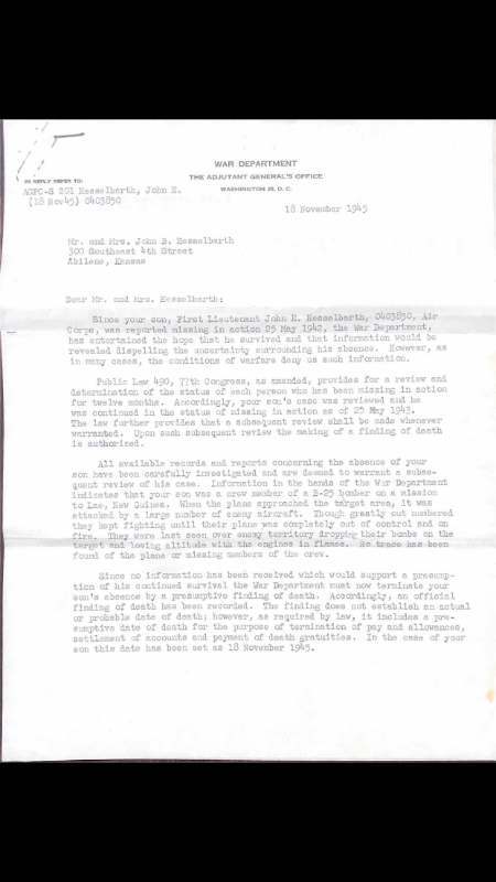 WWII Posthumous Silver Star to 1st LT John E. Hesselbarth - DECORATIONS ...