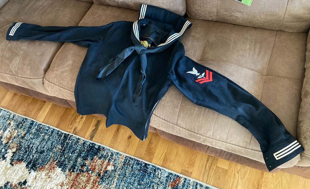 Navy Blue Jumper, inside embroidery and "Liberty Cuffs" - Era? - NAVAL ...