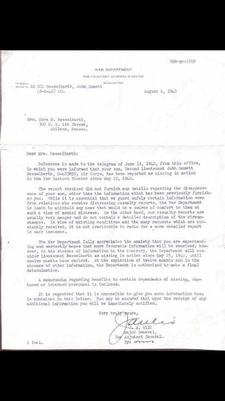 WWII Posthumous Silver Star to 1st LT John E. Hesselbarth - DECORATIONS ...