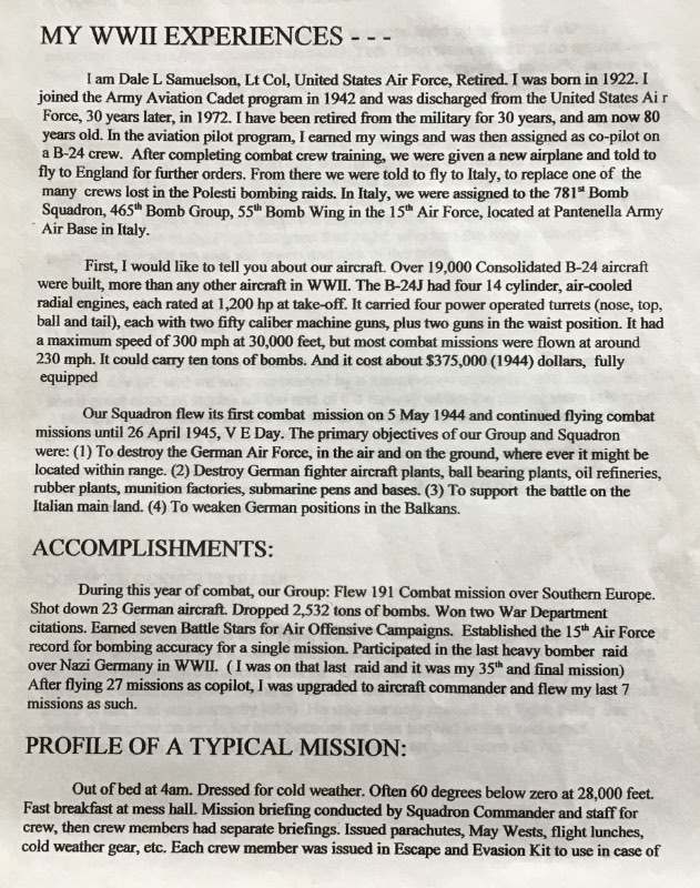 My Experiences As a B-24 Pilot over Germany During WWII, 2nd Lt. Dale S ...