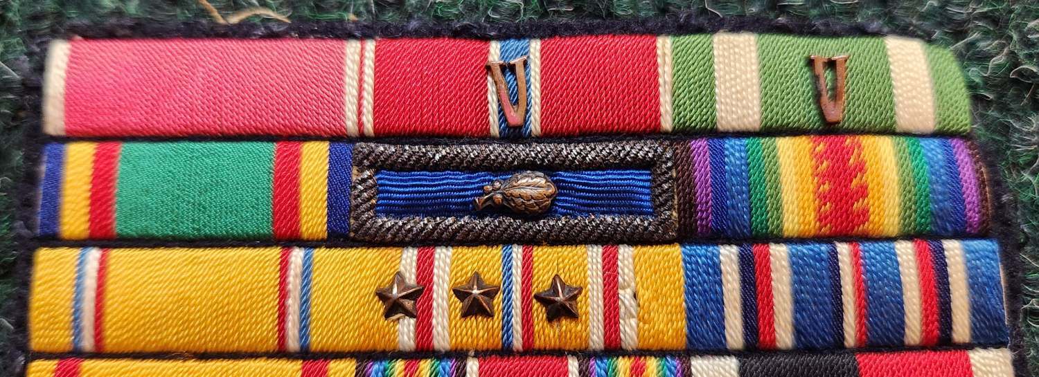 Unidentified ribbon bar to a decorated naval officer. - RIBBON BARS - U ...