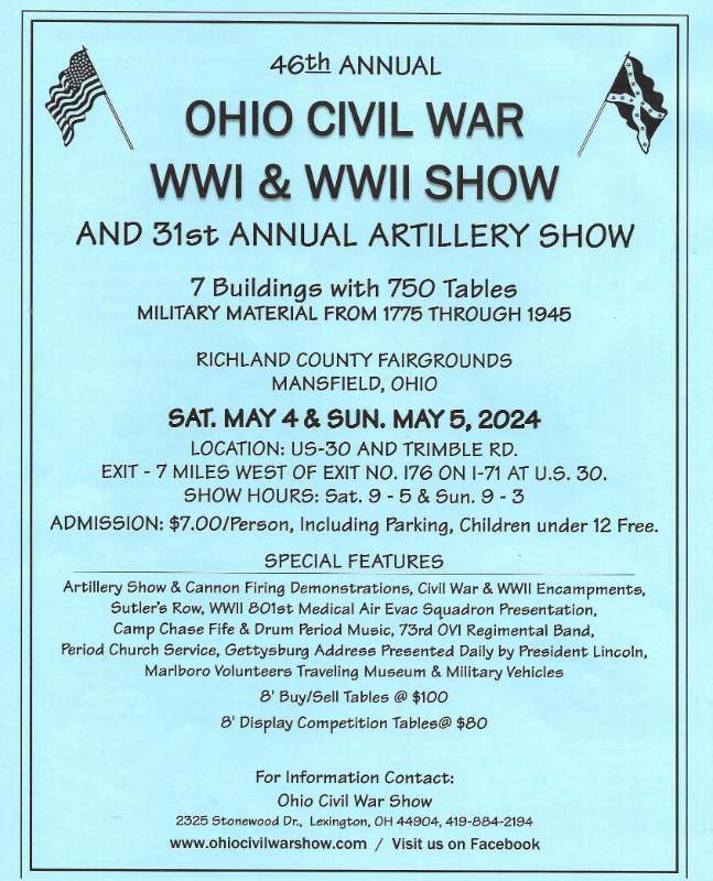 Ohio CW show and more - EVENTS CALENDAR - U.S. Militaria Forum