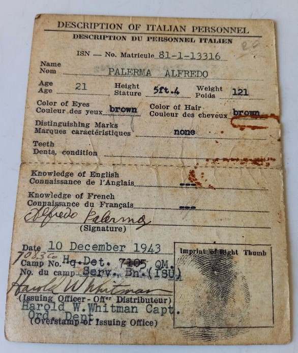 Id card Italian Service Unit - IDENTITY ITEMS (DOG TAGS, BRACELETS, ETC ...