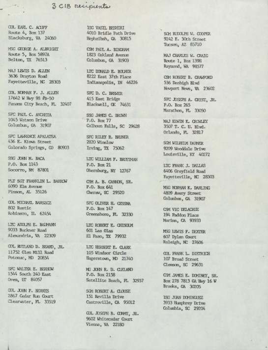 The WWII, Korea, Vietnam 3rd Award Combat Infantryman Badge Holders ...