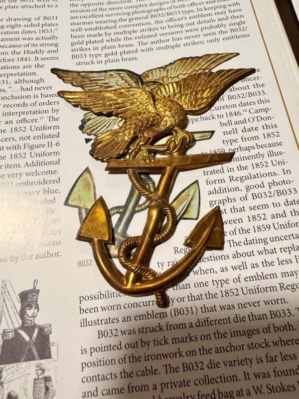 Rare 1852 Eagle and cocked anchor shako emblem - MARINE CORPS EGA ...