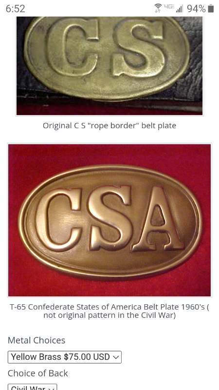 CSA Buckle - (1861-1865) AMERICAN CIVIL WAR - The War Between the ...