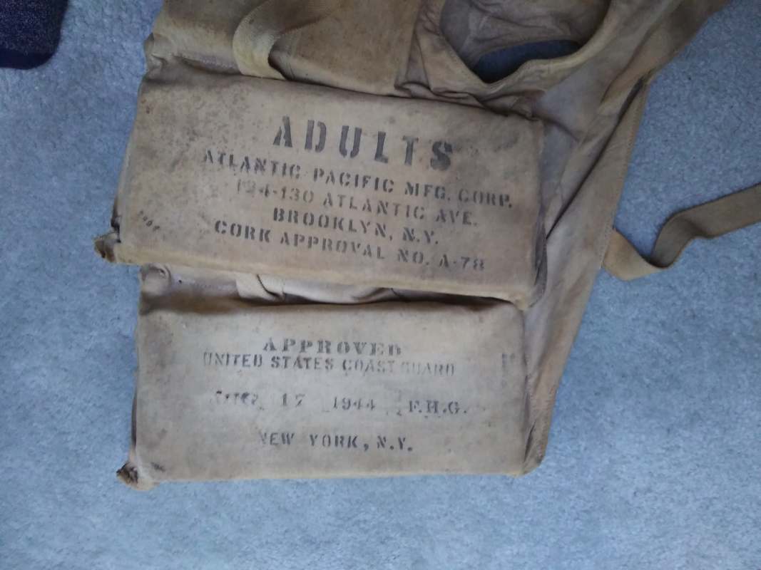 Cork life vest 1944 - NAVAL SEA SERVICE GEAR - SHIPBOARD, SUBMARINE ...