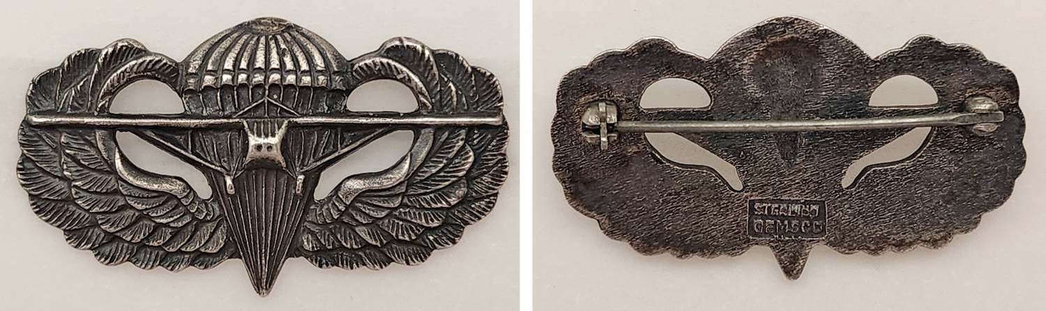 Sterling pinback Para-Glider badge made by GEMSCO - AIRBORNE, GLIDER ...