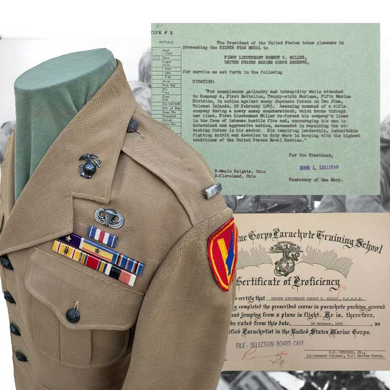 USMC 2x WIA, Para, and SS Recipient Coat, Lt Robert Miller - UNIFORMS ...
