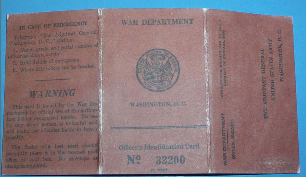 Fake Patton Military ID - EPHEMERA, PHOTOGRAPHS & MILITARY ARTWORK - U ...