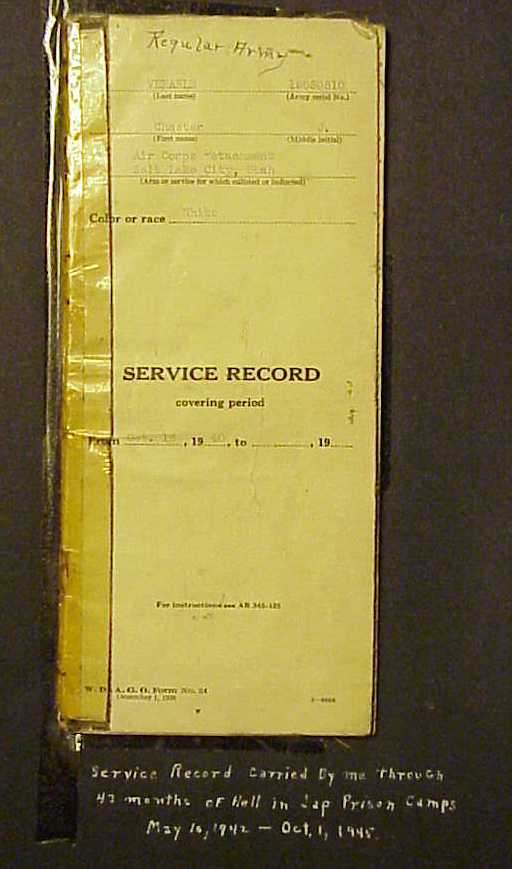 OFFICIAL WWII US ARMY SERVICE RECORD BOOK TO A POW ( Never made it to ...