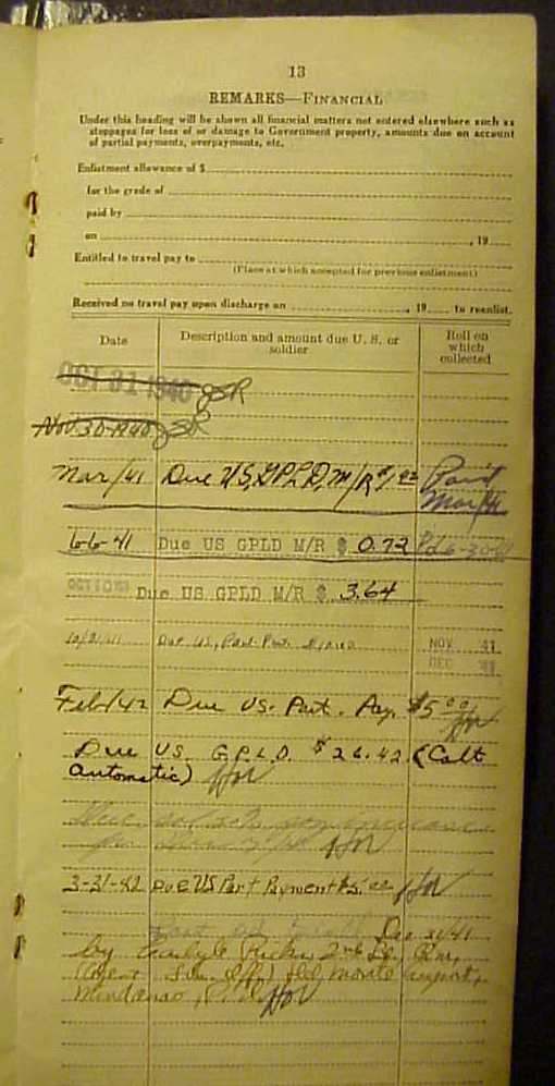 OFFICIAL WWII US ARMY SERVICE RECORD BOOK TO A POW ( Never made it to ...