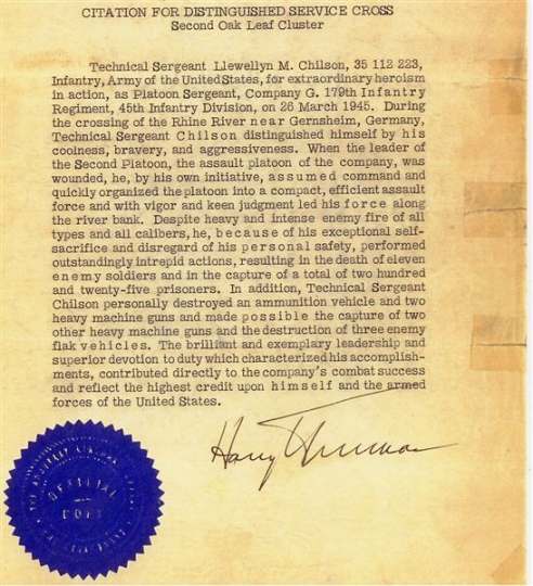 MSG LLEWELLYN CHILSON - MEDALS & DECORATIONS - U.S. Militaria Forum