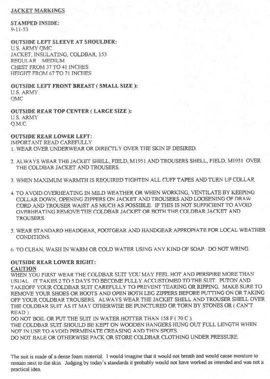 Coldbar Suit - UNIFORMS - U.S. Militaria Forum